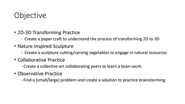 Introductory 3 D art project | PPTX