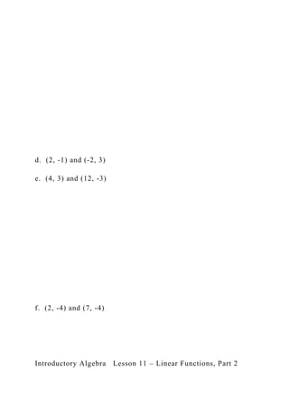 Introductory Algebra Lesson 11 – Linear Functions, Part 2 .docx ...