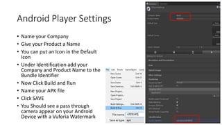 Introductory Augmented Reality in Unity with Android and Vuforia | PPT