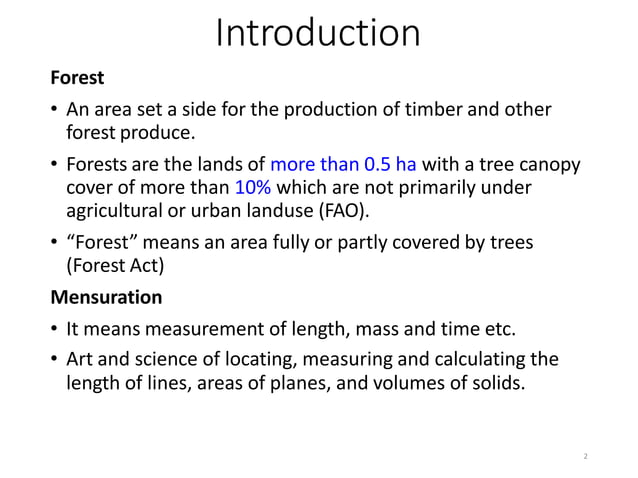 Forestry Introductory Forest Mensuration.pptx | Physics | Science