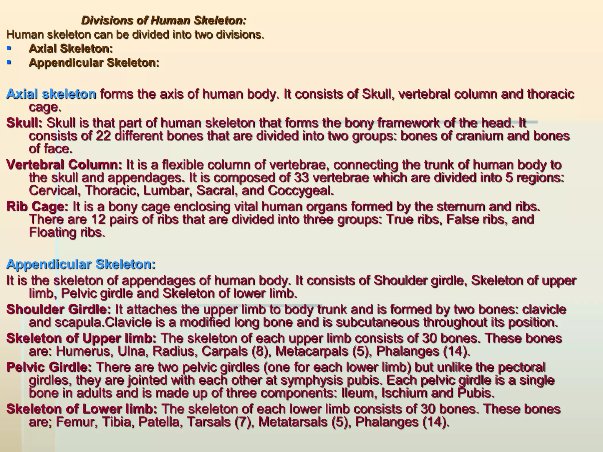 Introductory lecture. osteology (general data). the human skeleton, its ...