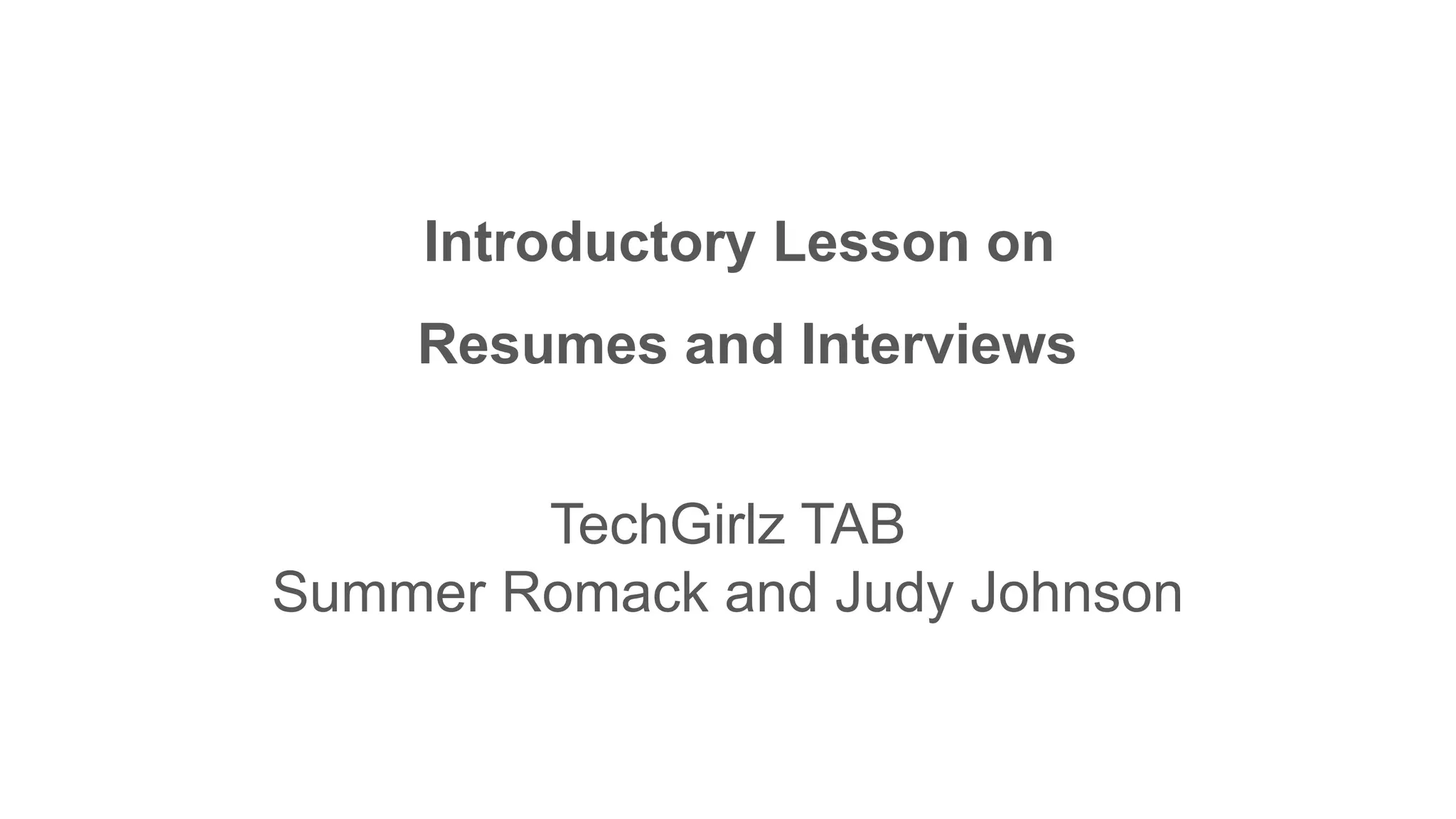 Introductory lesson on resumes and interviews | PPT