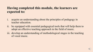 Introductory PPT for music pedagogy module | PPTX