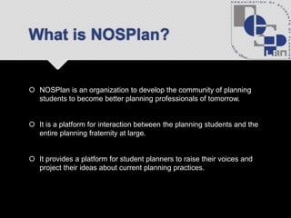 Introductory presentation to NOSPlan | PPTX