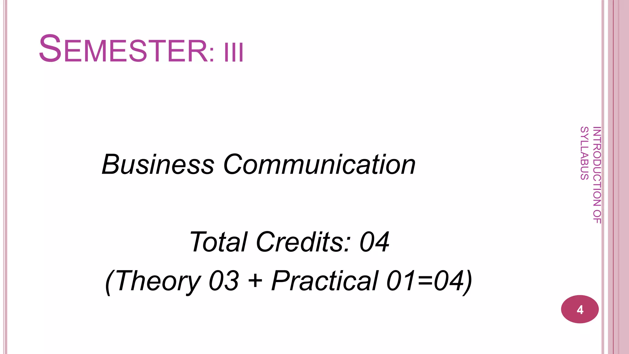 #INTRODUCTION OF BUSINESS COMMUNICATION SYLLABUS OF SEMI: III, S.Y.B ...