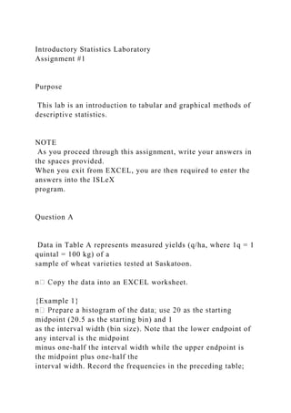 Introductory Statistics Laboratory for Excel .docx