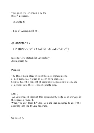 Introductory Statistics Laboratory for Excel .docx