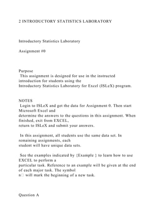 Introductory Statistics Laboratory for Excel .docx