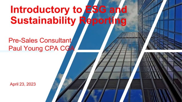 Introductory to ESG and Sustainability Reporting.pptx | Financial ...