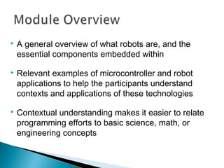 Introducttion to robotics and microcontrollers | PPT