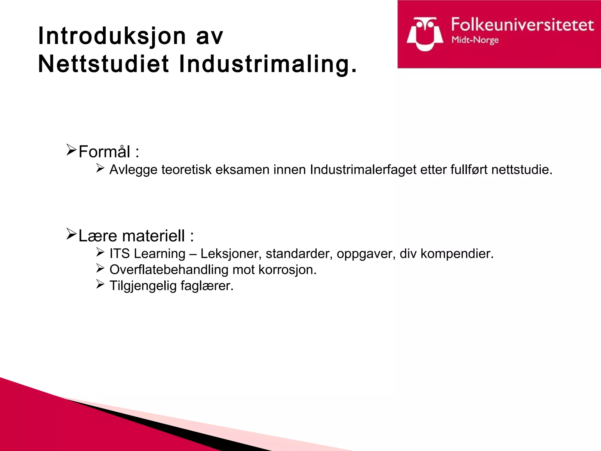 Introduksjon industrimalerfaget | PPT
