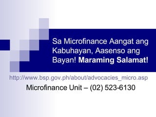 Introduksyon sa Microfinance in Filipino | PPT
