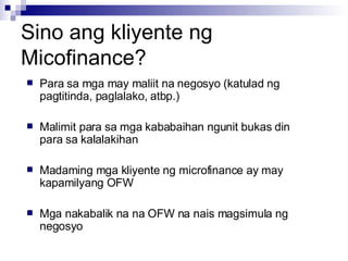 Introduksyon sa Microfinance in Filipino | PPT
