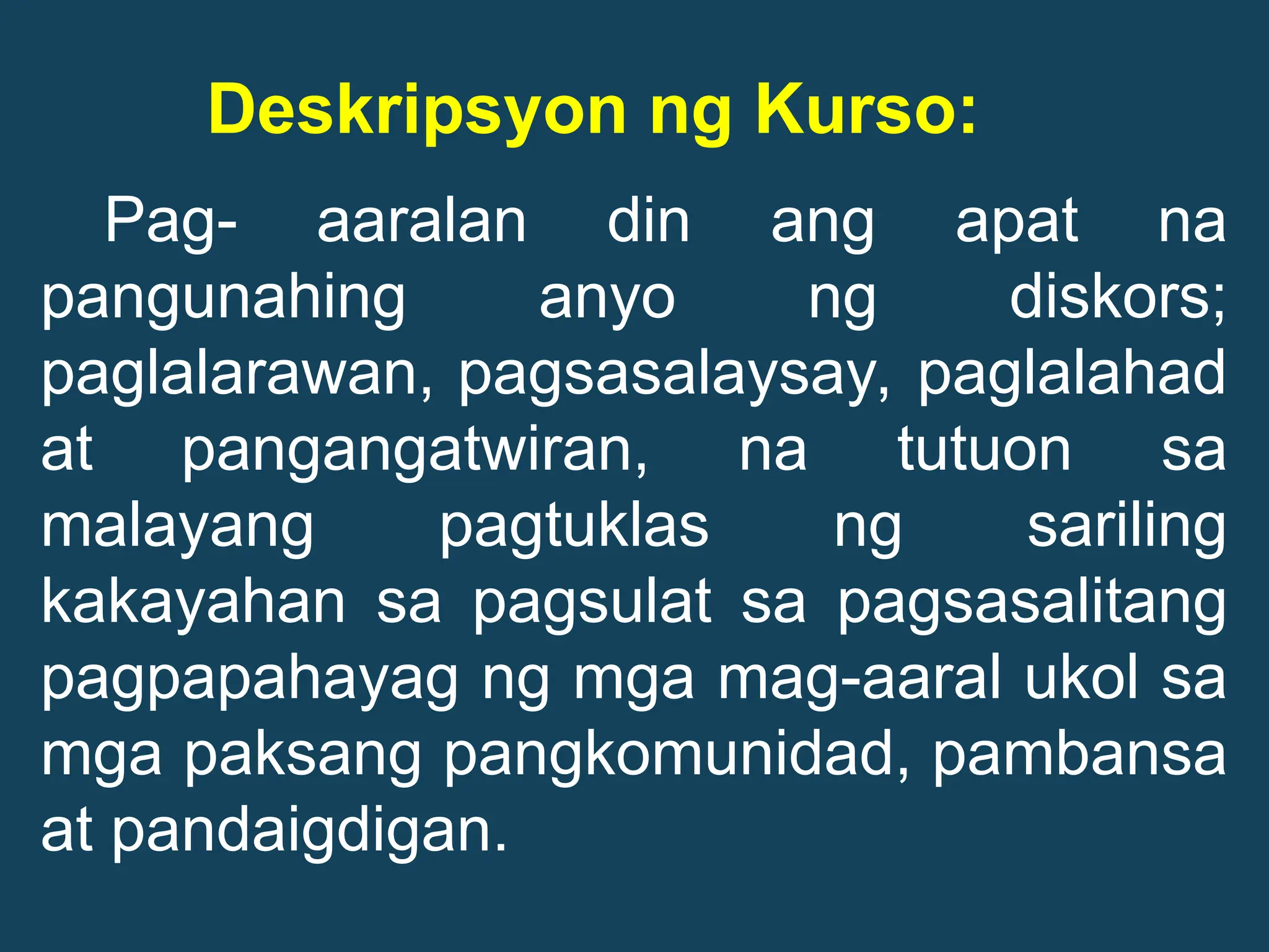 introduksyon FIL 3.ppt Asignaturang Filipino | PPT