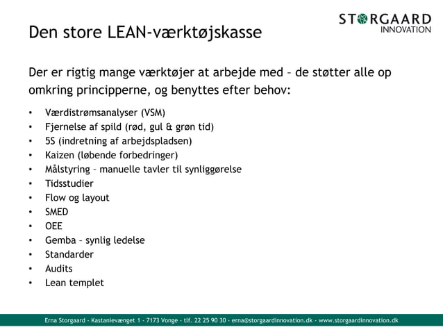 LEAN INTRODUKTION, IMPLEMENTERING, LEAN VÆRKTØJER OG METODER | PPT