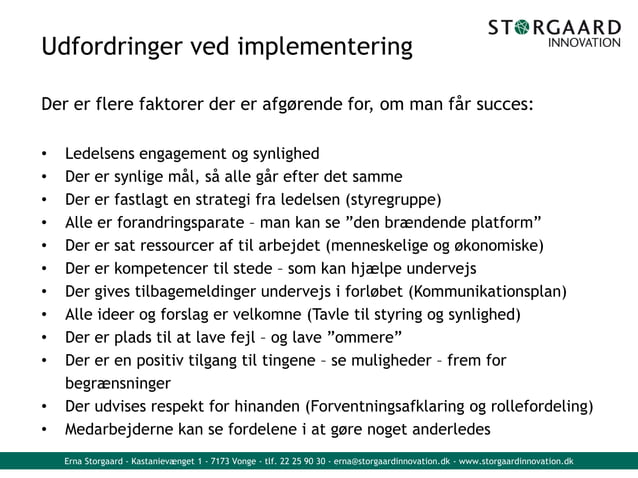 LEAN INTRODUKTION, IMPLEMENTERING, LEAN VÆRKTØJER OG METODER | PPT