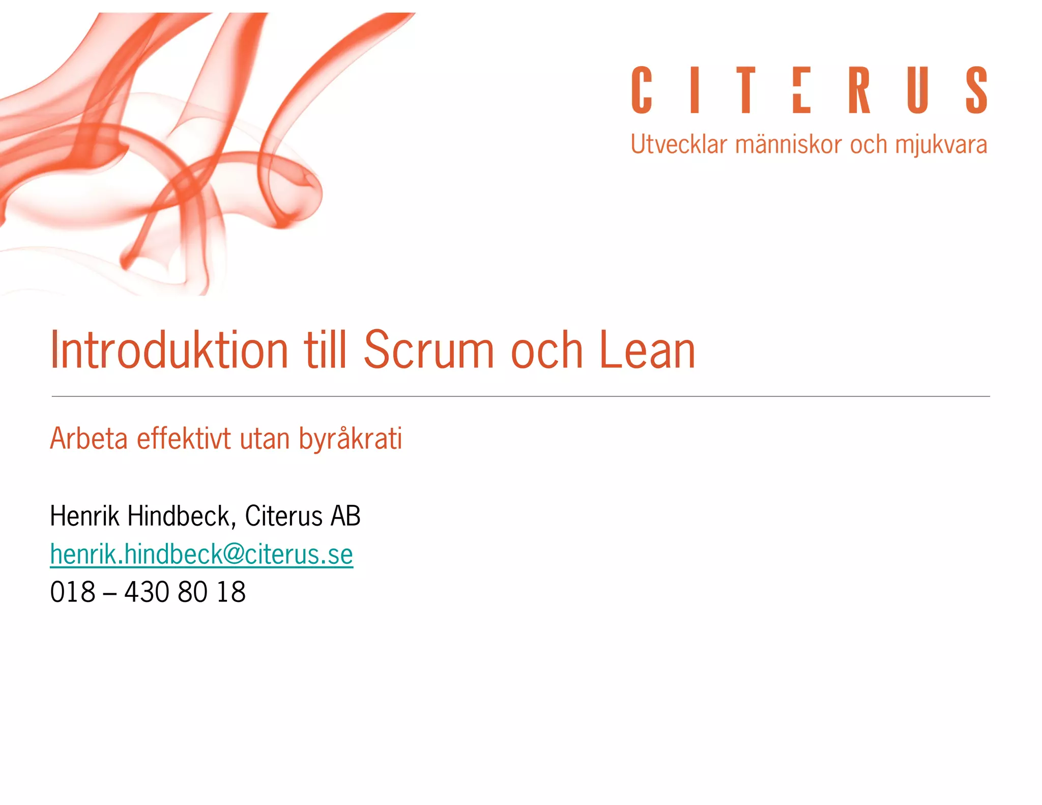 Introduktion till Scrum och Lean | PPT