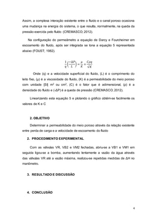 pratica sobre LEITO FIXO meios porosos | DOCX