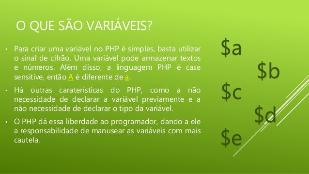 Introdução Ao Php Tipos De Variáveis 