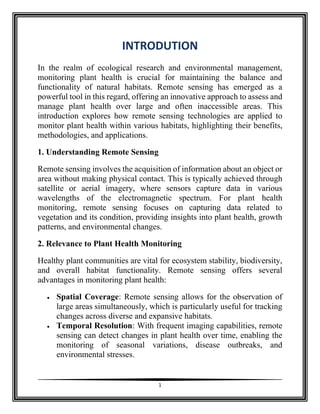 Remote Sensing for Monitoring Plant Health in a Habitat | PDF
