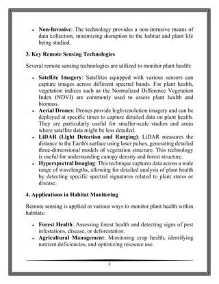 Remote Sensing for Monitoring Plant Health in a Habitat | PDF