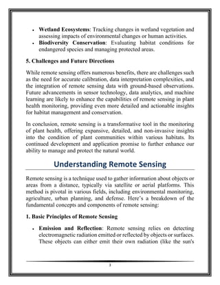 Remote Sensing for Monitoring Plant Health in a Habitat | PDF