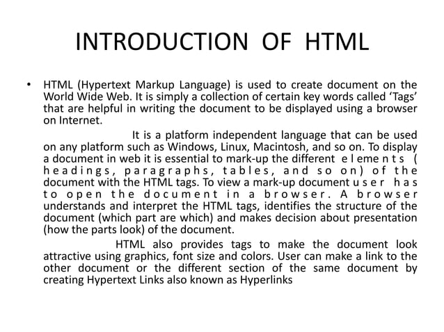 introdution-to-html.ppt for bca ,bsc students | PPT