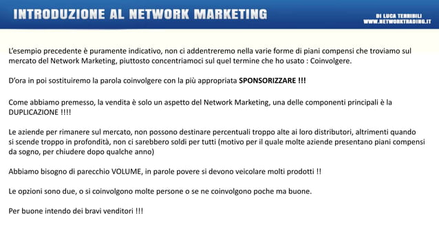 Introduzione al Network Marketing | PPTX | Computer Networking | Computing
