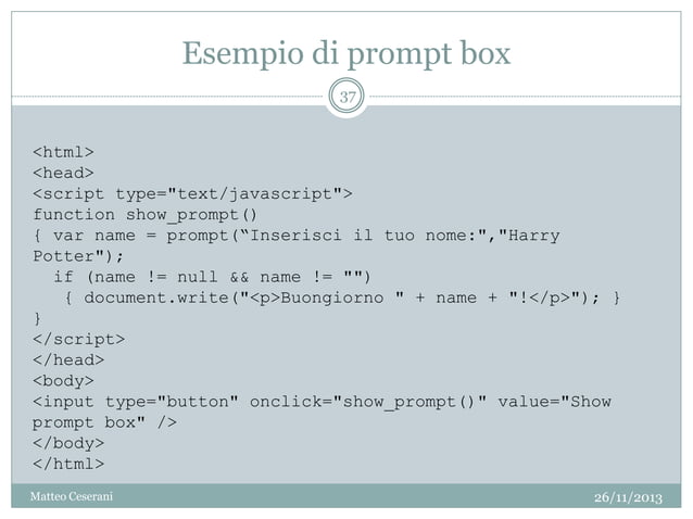 Introduzione a java script | PPT