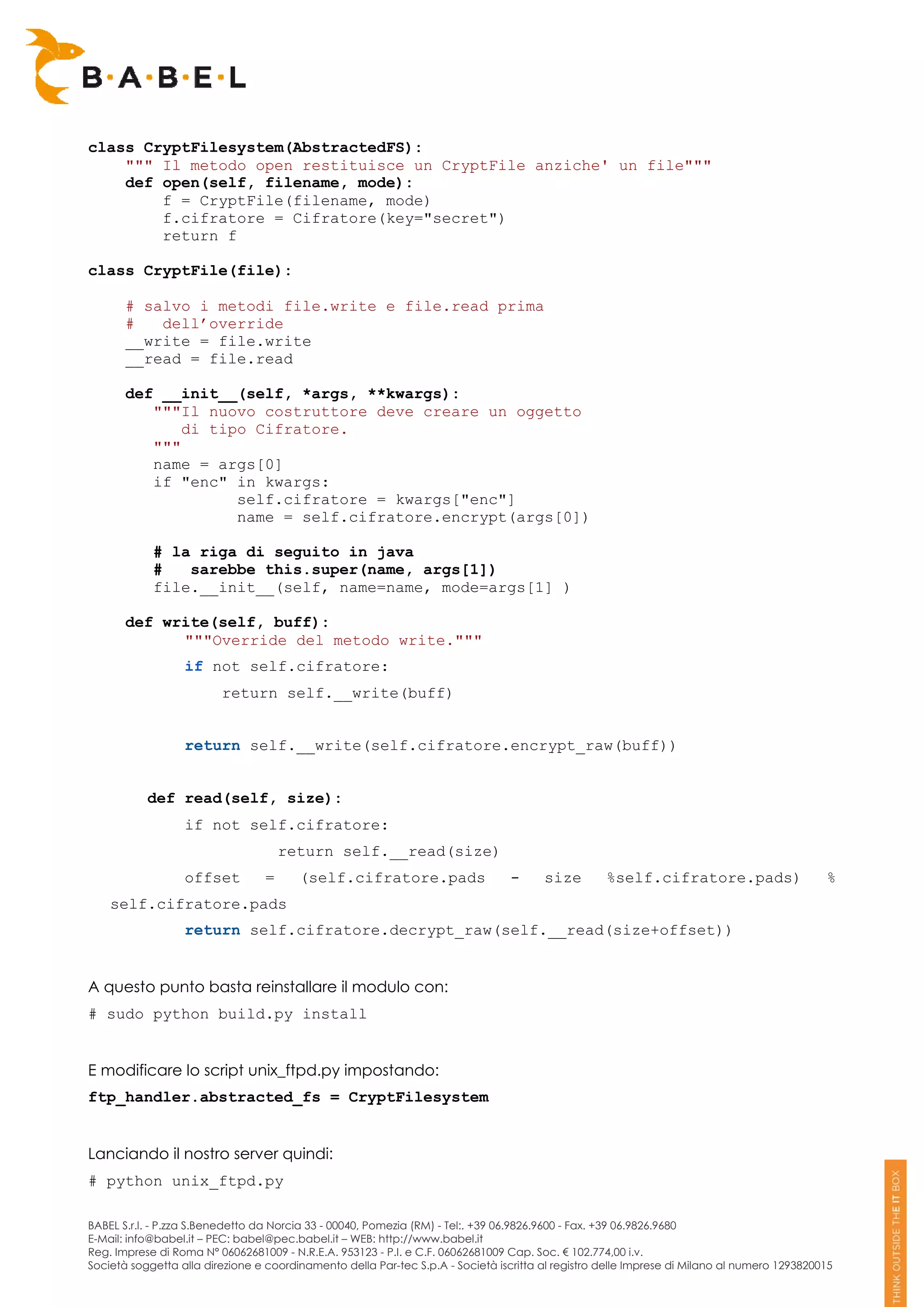 Crittografia e integrazione dei sistemi con Python | PDF