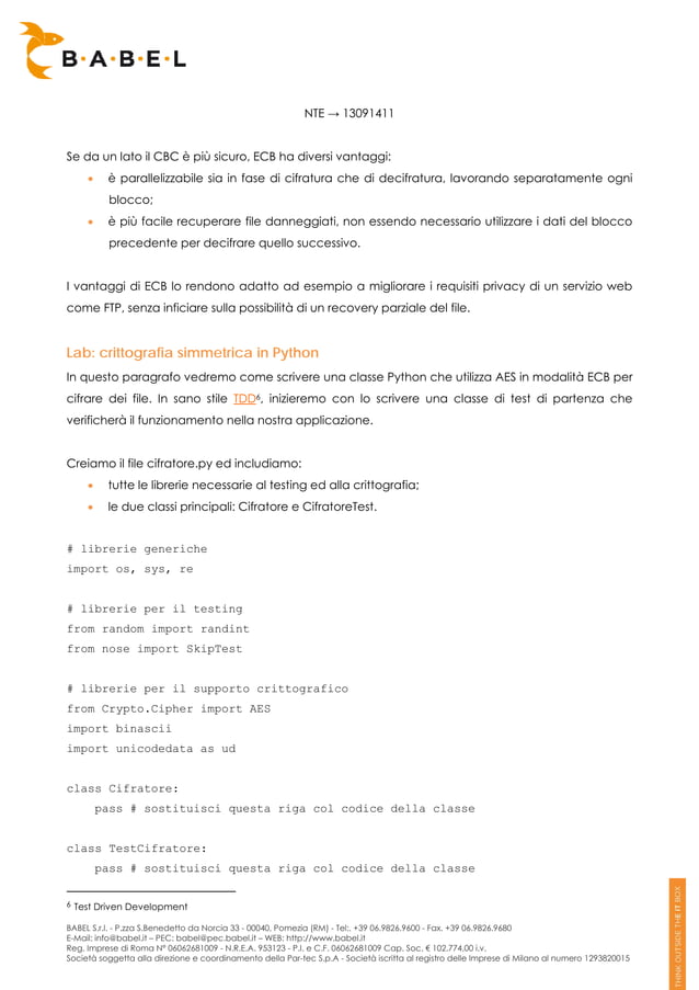 Crittografia e integrazione dei sistemi con Python | PDF