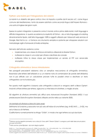 Crittografia e integrazione dei sistemi con Python | PDF