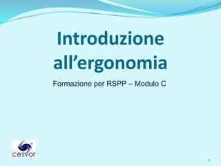 Introduzione all'ergonomia | PDF
