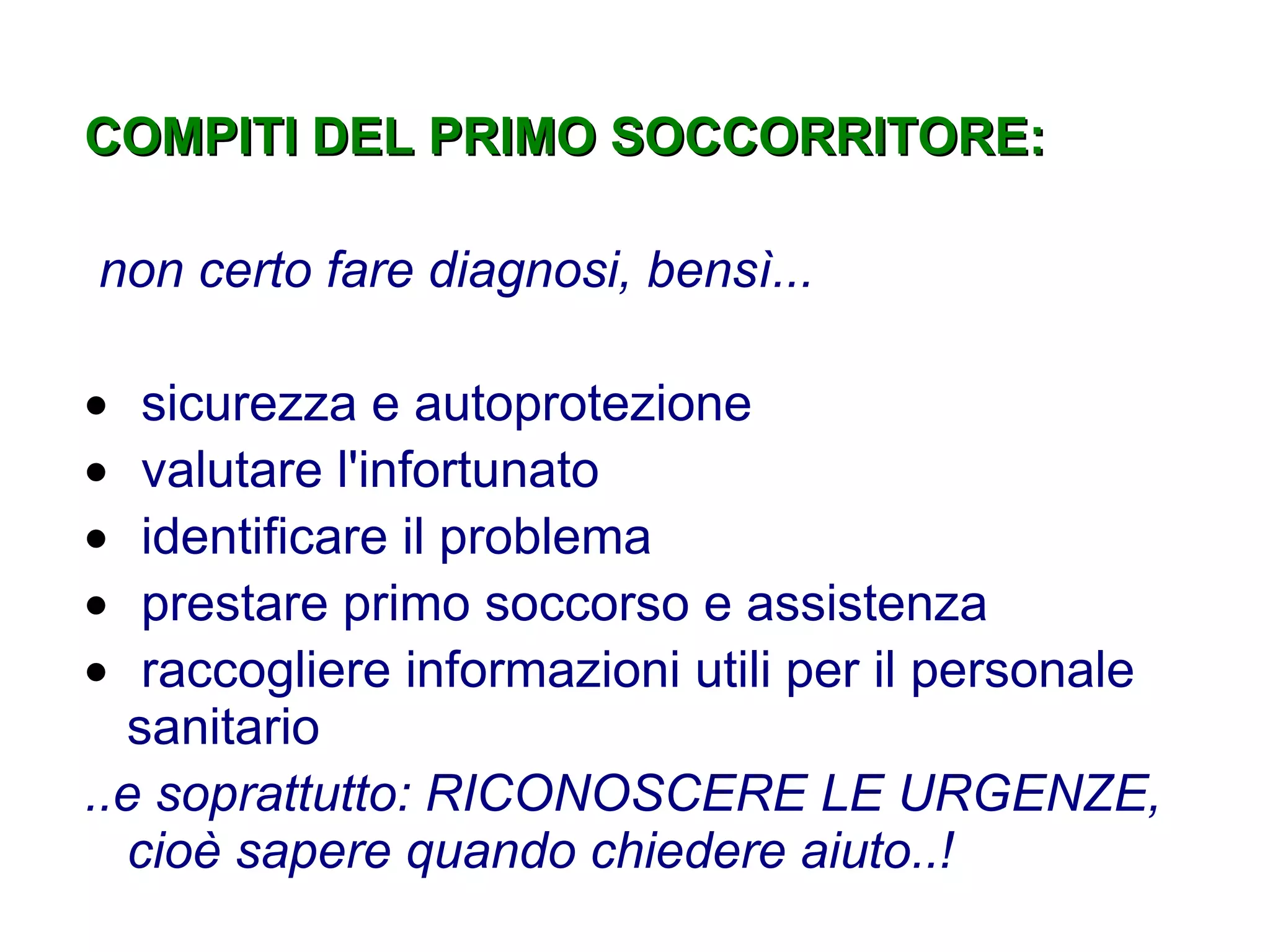 Introduzione al primo soccorso | PDF