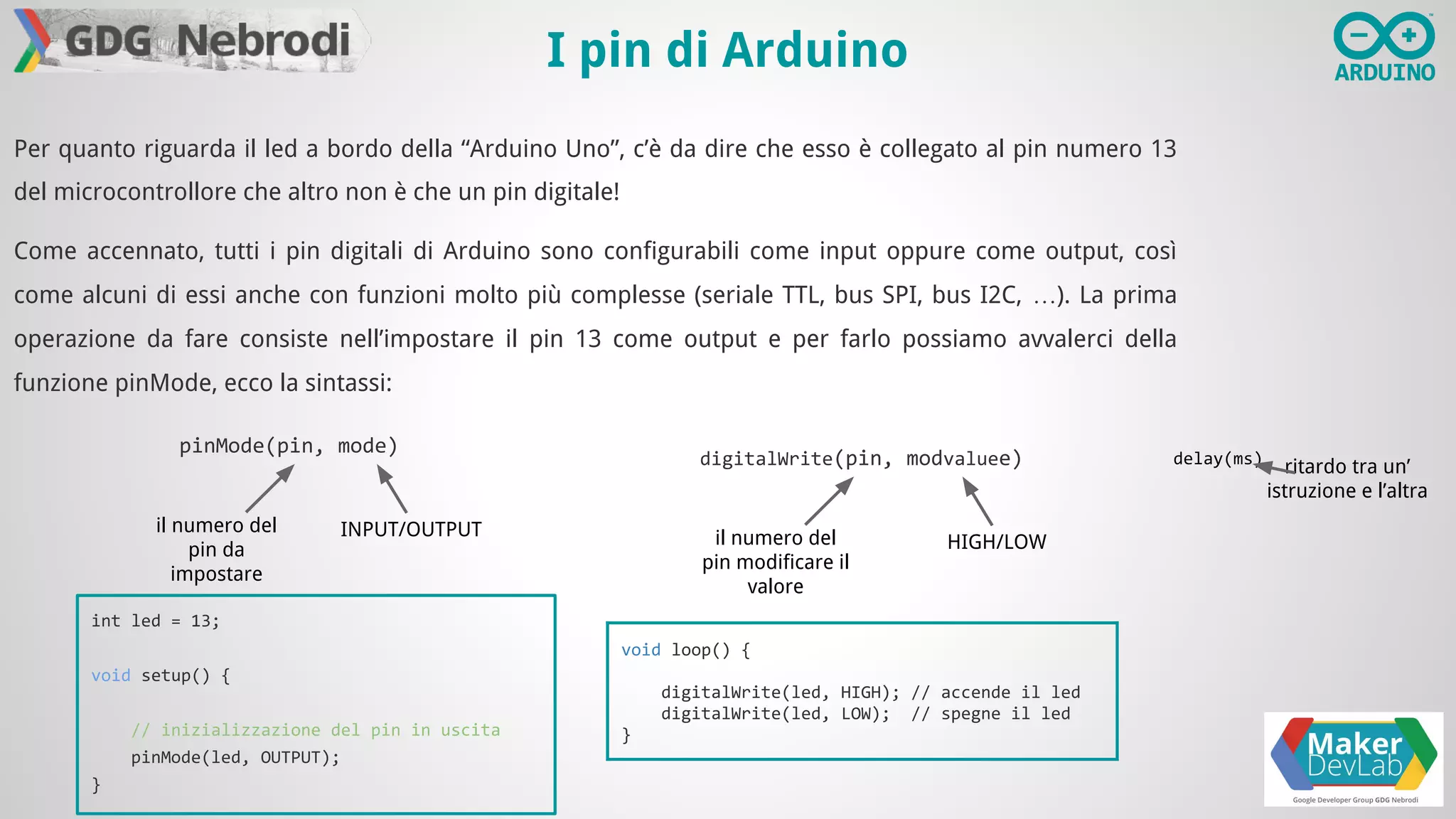 Introduzione ad Arduino del Maker DevLab | PPT
