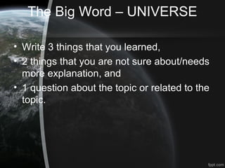Lesson 1 - Origin of the Universe | PPT