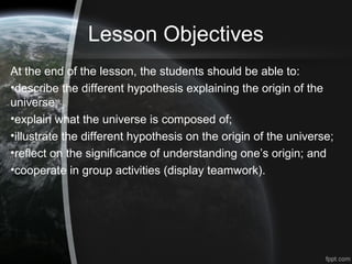 Lesson 1 - Origin of the Universe | PPT