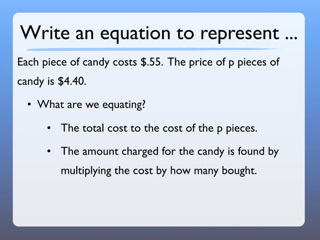 Introduction to Equations Notes | PPT