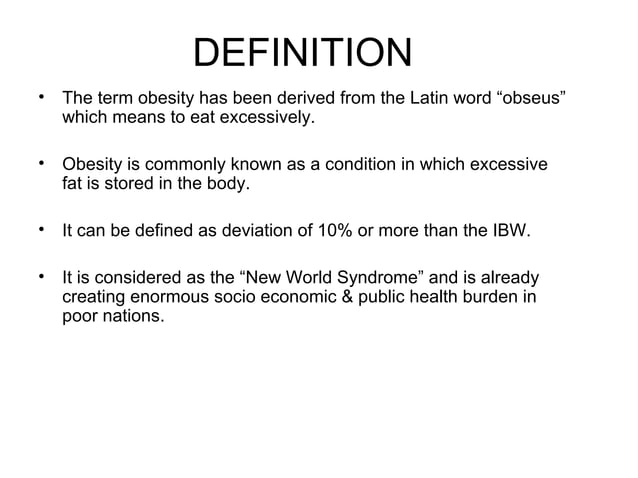 Intro & etiology of obesity | PPT