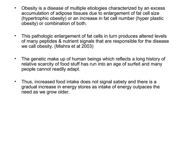 Intro & etiology of obesity | PPT