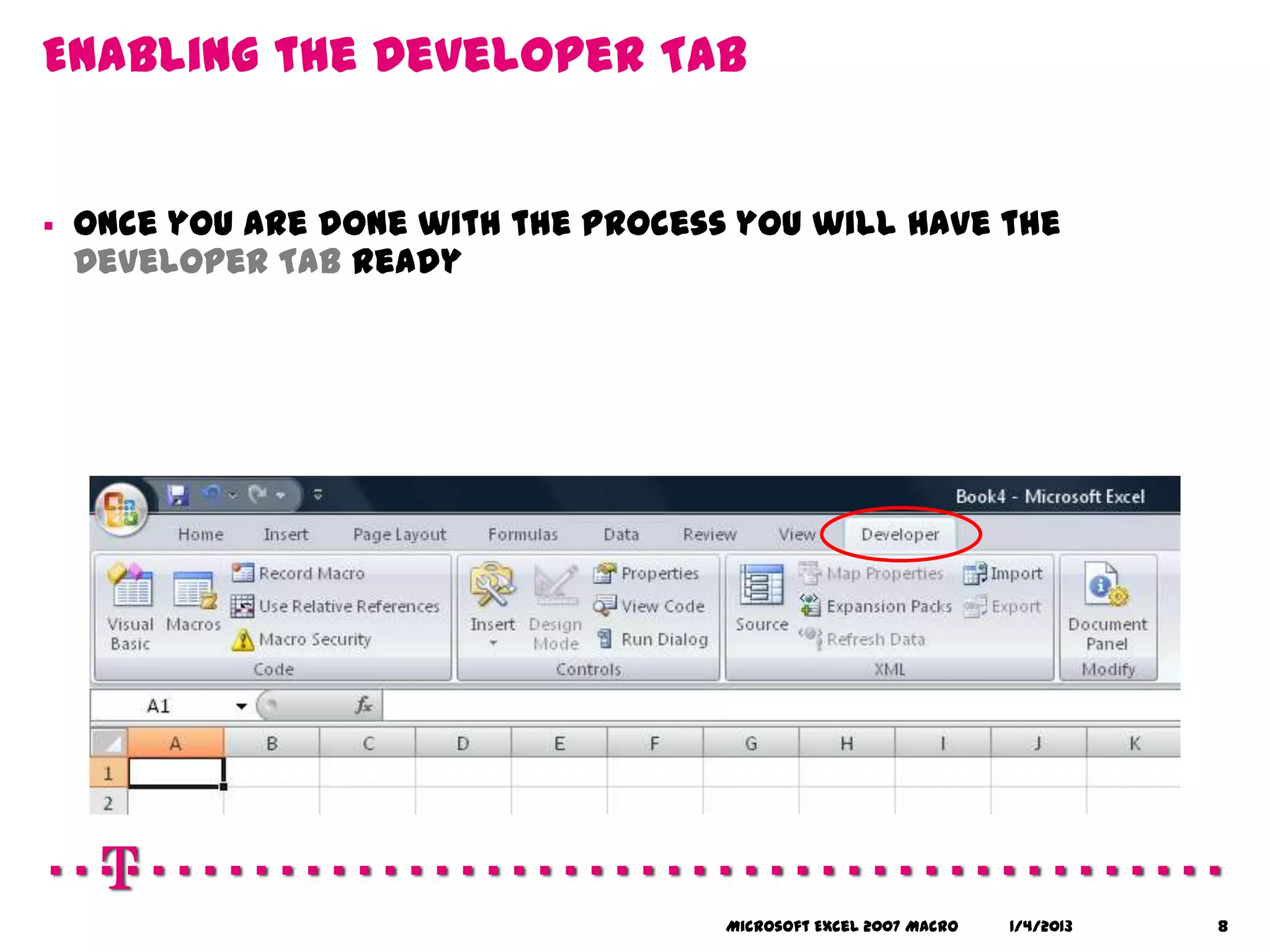 Intro macros in Excel 2007 | PPTX