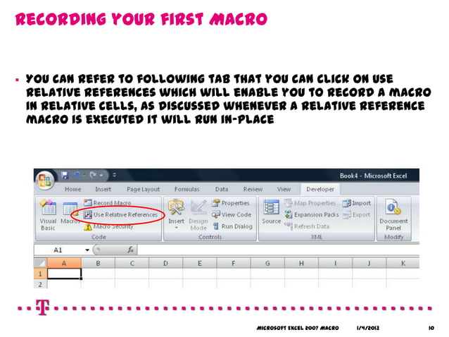 Intro macros in Excel 2007 | PPTX