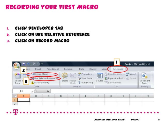 Intro macros in Excel 2007 | PPTX