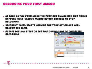 Intro macros in Excel 2007 | PPTX