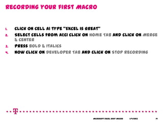 Intro macros in Excel 2007 | PPTX