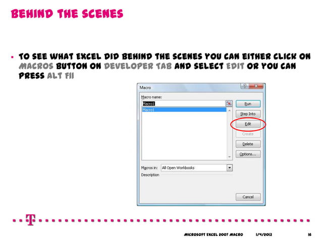 Intro macros in Excel 2007 | PPTX