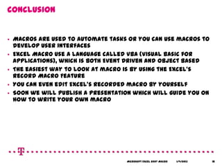Intro macros in Excel 2007 | PPTX