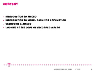 Intro macros in Excel 2007 | PPTX