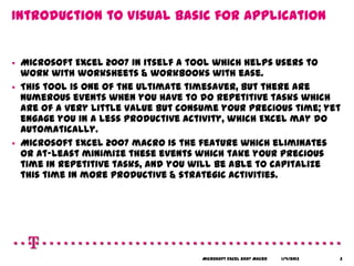 Intro macros in Excel 2007 | PPTX