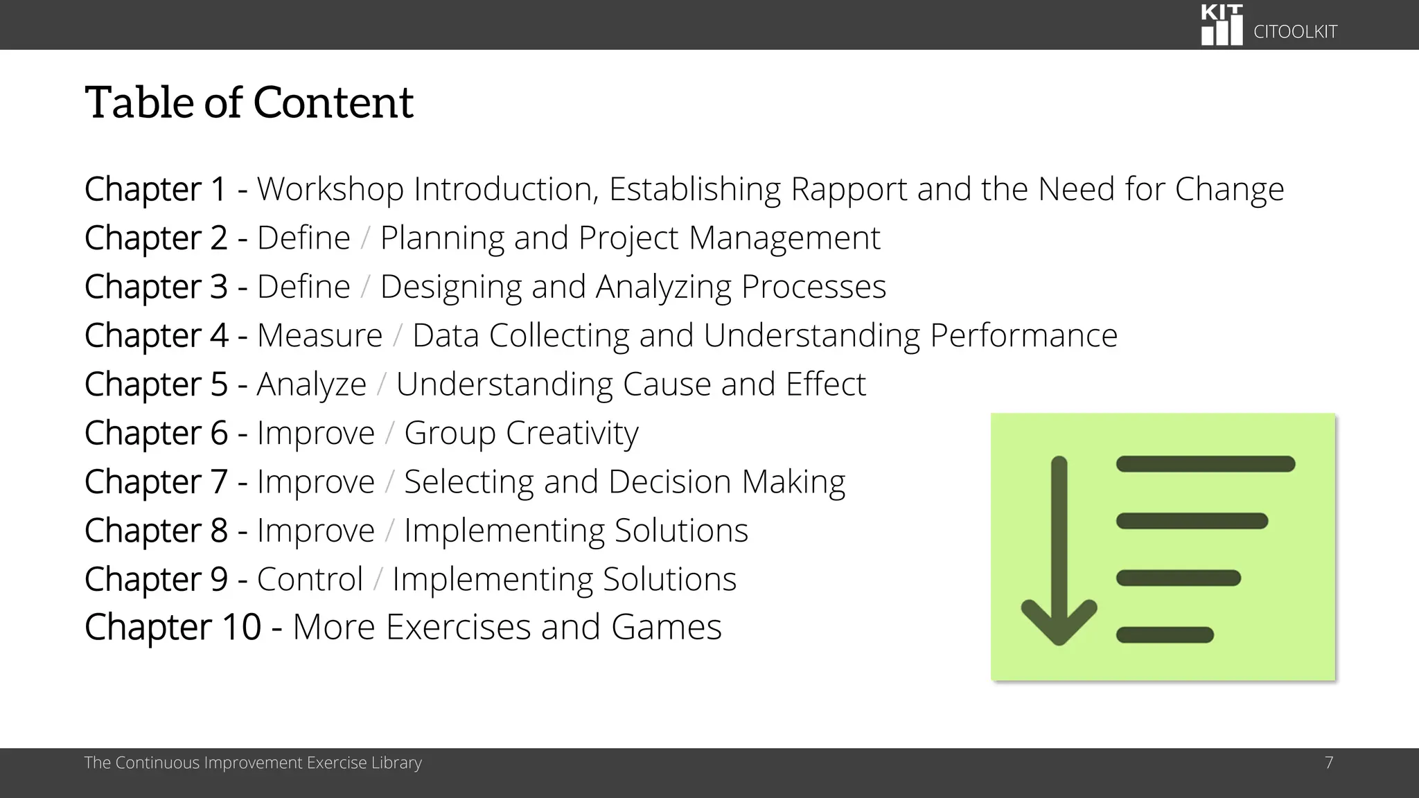 The Continuous Improvement Exercise Library | PDF